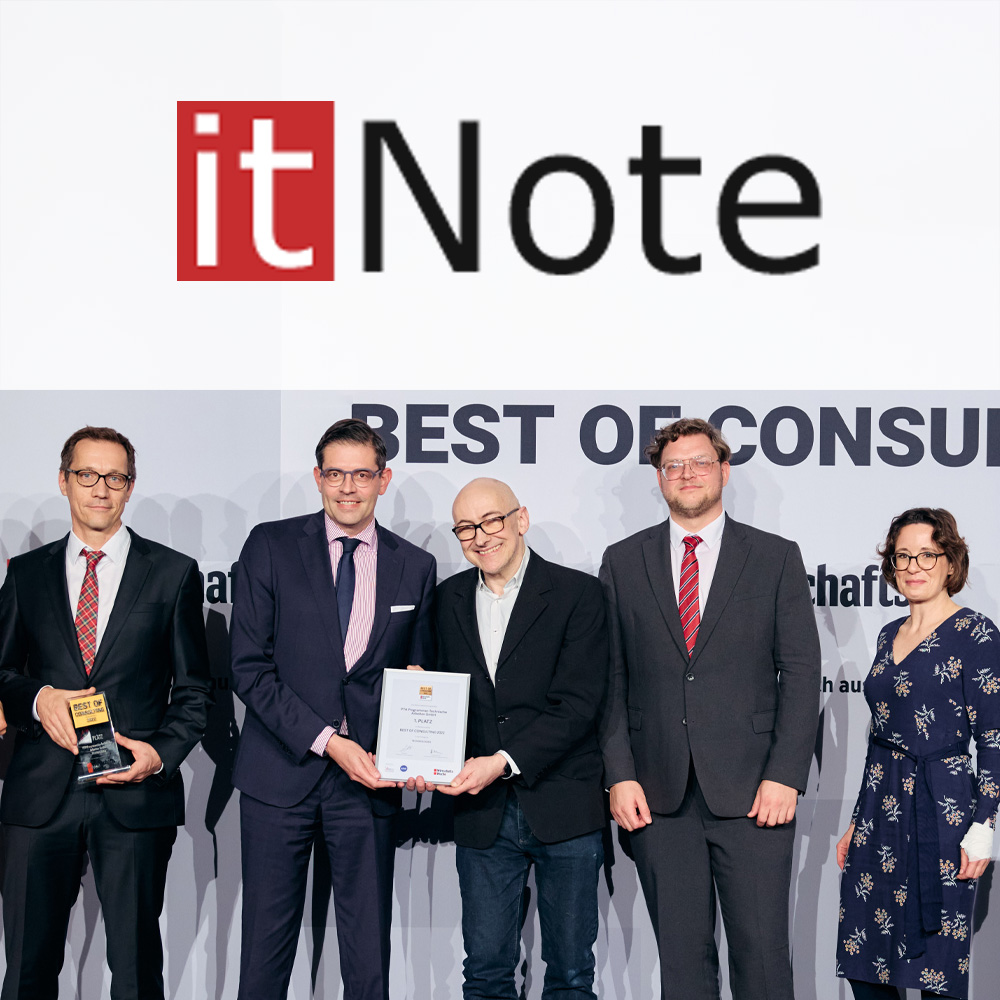 itNote: “PTA mit dem 1. Platz beim Best of Consulting Award der WirtschaftsWoche ausgezeichnet”